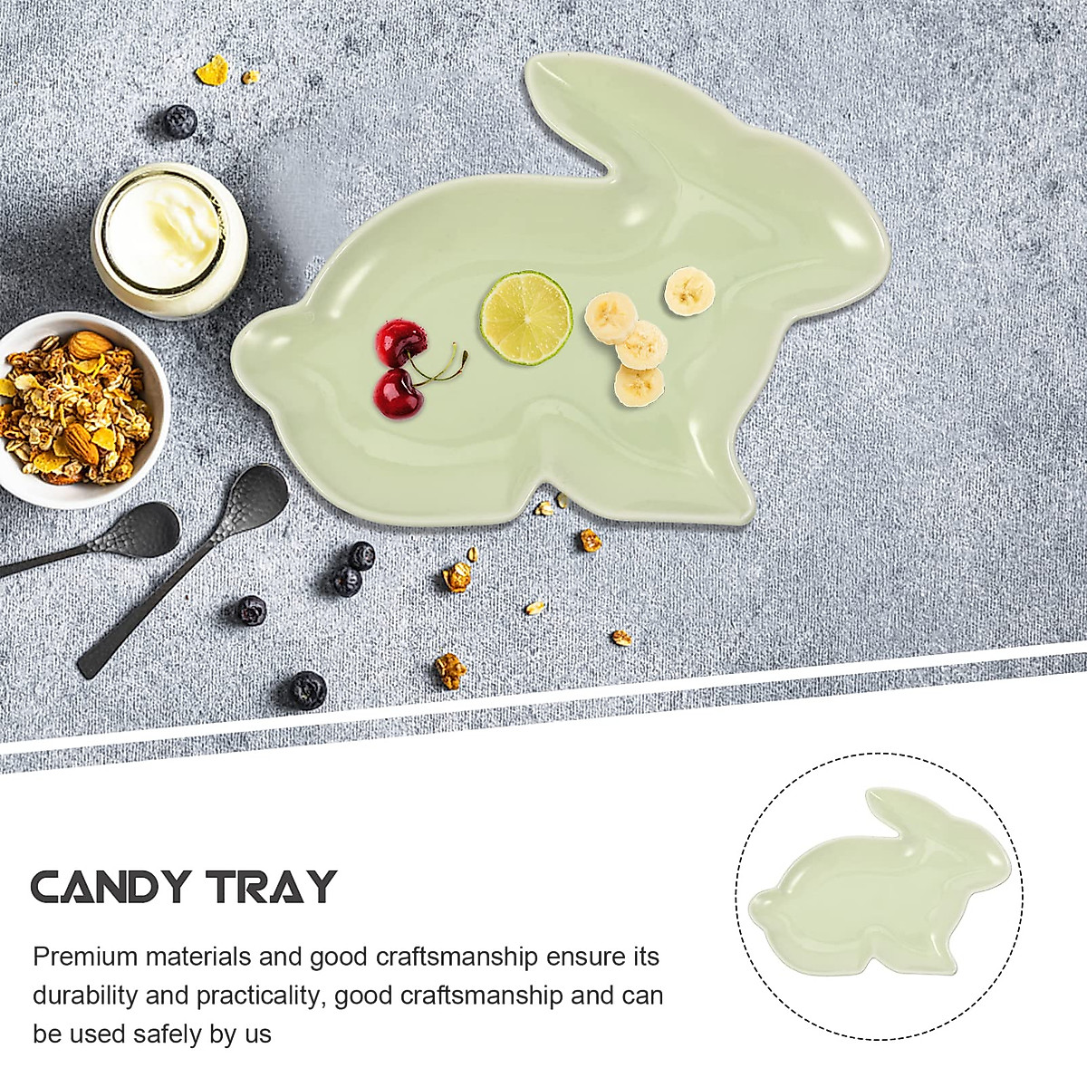 ABOOFAN Easter Bunny Shaped Plate Ceramic Rabbit Dishes Candy Appetizer Dessert Platter Salad Plate Serving Tray for Spring Easter Mothers Day Gift Kitchenware Lovers