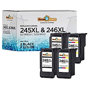 Houseoftoners Remanufactured Ink Cartridge Replacement for Canon PG-245XL CL-246XL 245 XL 246 XL for PIXMA MG2520 MG2522 MG2525 MX492 TS202 TS302 TS3122 (2 Black 2 Color, 4 Pack)