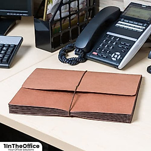 1InTheOffice Expanding File Wallet with Flap and Cord Closure, 5-1/4" Expansion, Letter Size, Redrope, 2 Pack