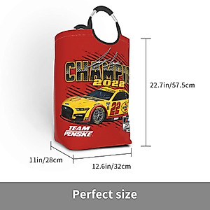 Joey Logano 22 Large Laundry Basket Laundry Hamper Bag Washing Bin Clothes Bag Collapsible Tall with Handles Waterproof Bathroom College Essentials Storage for College Dorm, Family