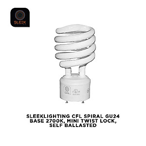 SLEEKLIGHTING - GU24 23Watt 2700K 1600lm 2 Prong Light Bulbs- UL approved-120v 60Hz - Mini Twist Lock Spiral -Self Ballasted CFL Fluorescent Bulbs- 1600lm Warm White 4 Pack (100 Watt Equ)