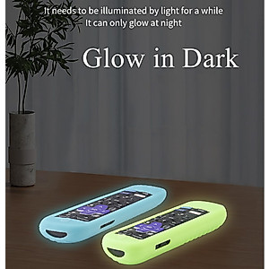 Silicone Protective Case for Roku Ultra 2022 Remote/Roku Voice Pro Remote 2021, Washable Anti Slip Shockproof Silicone Cover Glow in Dark with Lanyard (Blue)