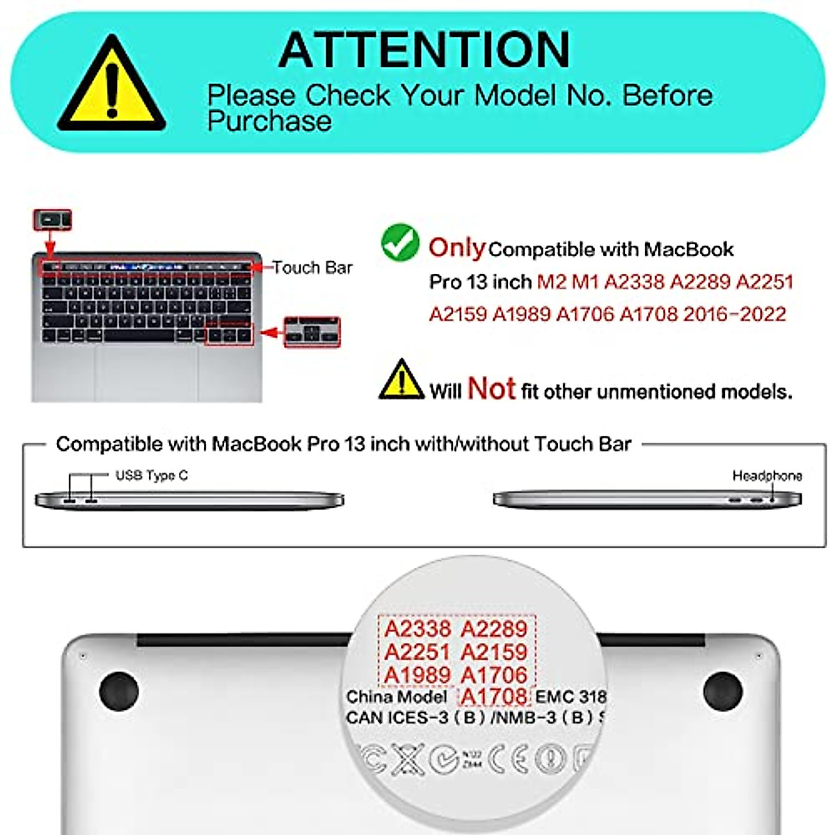 MOSISO Compatible with MacBook Pro 13 inch Case M2 2023, 2022, 2021-2016 A2338 M1 A2251 A2289 A2159 A1989 A1708 A1706, Plastic Pattern Hard Shell Case&Keyboard Cover&Screen Protector,Black Marble