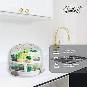 SEDLAV Round Cake Carrier with Lid and Handle - Dishwasher Safe, Sturdy Cake Plate with Dome, Shockproof and Waterproof - Holds up to 13" x 13" x 9.5" Cakes or 24 Cupcakes - Cake Holder with Lid