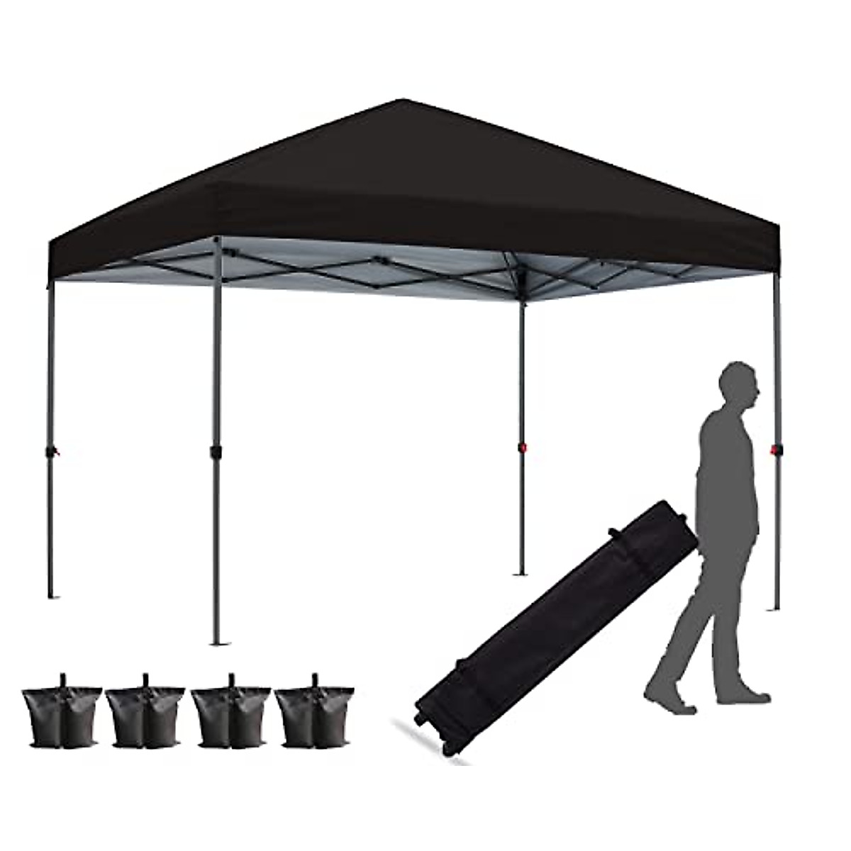 HLong Pop Up Canopy Tent Outdoor Portable Easy Canopy Tent (10x10, Black)