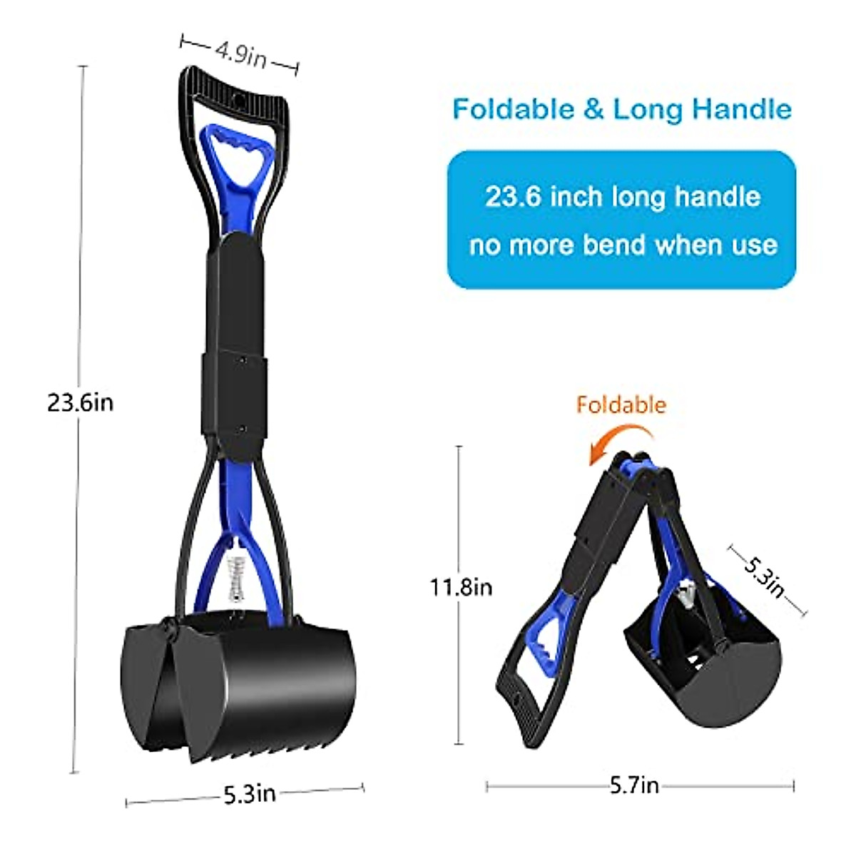 UPSKY Pooper Scooper for Large Small Dogs, Folding Dog Poop Scooper, Durable Spring and Premium Materials，Easy to Use for Grass, Dirt, Gravel Pick Up Shovel