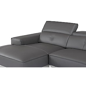 ZURI Furniture Raj Modern Slate Leather Sectional with Adjustable Headrests and Chaise - Left Chaise
