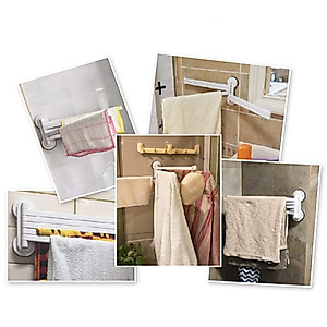 NJZYB Swivel Towel Rack, 5-Arms Folding Towel Bar with Suction Cup, No Drilling Reusable Wall Mount Finish Organizer, for Bathroom, Kitchen, Living Room