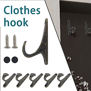 OLAYA 12 Pack Vintage Coat Hooks Wall Mounted Heavy Duty for Hanging Coat Hanger with Screws for Bathroom Kitchen Office Entryway (12 Black Coffee)