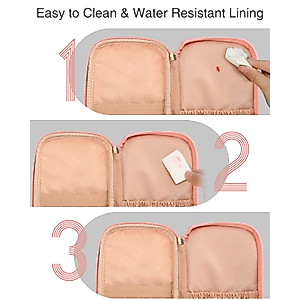 Relavel Makeup Bag, Small Travel Cosmetic Bag for Women, Portable 2 Layer Makeup Brushes Holder Bag, Toiletry Bag, Compact Cosmetic Case Organizer for Christmas, Pink