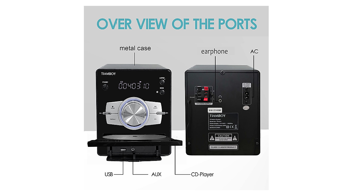 Compact 30W Hi-Fi Micro CD Stereo System with Bluetooth