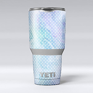 Design Skinz Micro Polka Dots Over Blue Watercolor Surface - Skin Decal Vinyl Wrap Kit Compatible with The Yeti Rambler Cooler Tumbler Cups