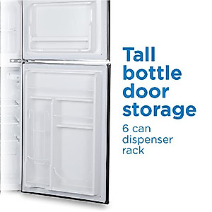 Commercial Cool CCRRD45HB 4.5 Cu. Ft True Freezer, Vintage Style, Retro Fridge with 2 Slide-Out Glass Shelves,Black Refrigerator