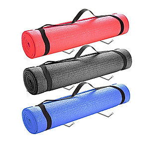 6Pcs/3 Set Yoga Mat Holder, Wall Mount Yoga Mat Storage, Home Gym Accessories for Hanging Foam Roller and Resistance Bands at Fitness Class or Home Gym