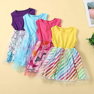 Girls Dress Skirt Toddler Kids Baby Girls Sleeveless Patchwork Dinosaur Party Tulle Princess Dress,for Kids Festival Birthday Gifts(Pink,3-4 Years)