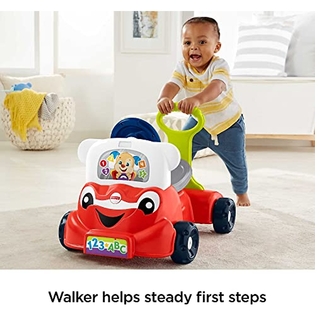 Fisher-Price Laugh & Learn 3-In-1 Smart Car, Baby Walker & Toddler Ride-On Toy with Smart Stages Learning Content for Ages 9+ Months