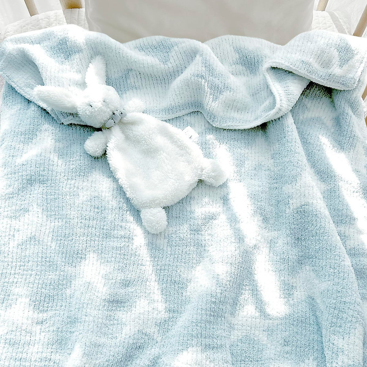 Little Grape Land Chenille Baby Blanket,Baby Blankets for Boys Gilrs Newborn,Soft Fuzzy Warm Swaddle Receiving Blanket Toddler Blanker for Crib Stroller Infant Nursery,40x30 Inches(Blue Stars)