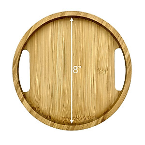 Bam&Boo Natural Bamboo Serving Tray Circular Modern with Handles — Food, Storage, Decor for Breakfast, Parties, Weddings, Picnics — (9”)