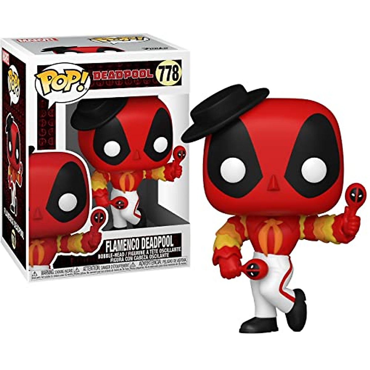 POP Marvel: Deadpool 30th - Flamenco Deadpool Funko Vinyl Figure (Bundled with Compatible Box Protector Case), Multicolor, 3.75 inches