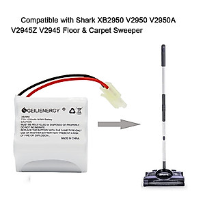 GLESOURCE 7.2v Battery Replacement, 1200mah ni-mh Battery Compatible with Shark XB2950 V2950 V2950A V2945Z V2945 Floor & Carpet Sweeper (2 Pack)