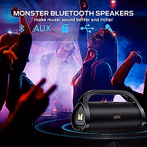 Monster Adventurer Max Portable Bluetooth Speaker, IPX7 Waterproof Wireless Speaker with Subwoofer Rich Bass, 100W Stereo Loud Sound Speaker with 24H Playtime for Outdoor Party, Pool Beach, Gold
