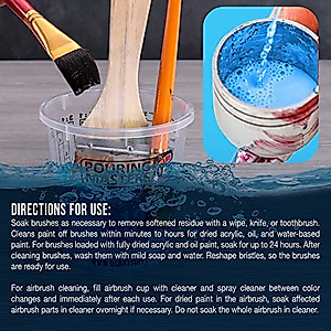 Master Airbrush Cleaner, 16-Ounce Pint Bottle - Fast Acting Cleaning Solution, Quickly Remove Water-Based Acrylic Paint, Watercolor, Makeup - Clean Clogged Airbrushes, Brushes, Artist Tools