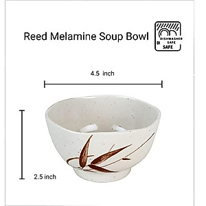 JapanBargain 2403, Set of 2 Japanese Style Soup Bowl Miso Soup Bowl Rice Bowl Snack Bowl Dessert Bowl Appetizer Bowl Salad Bowl, Beige Reed, 10 oz