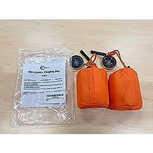 Esky Emergency Sleeping Bag, 2 Pack Survival Bag Portable Thermal Bivy Sack, Waterproof Lightweight Emergency Blanket Survival Gear with Compass and Whistle for Camping Hiking Outdoor Adventure