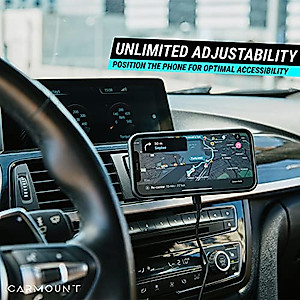 CarMount X1 Wireless Charging Mount 2.0 iPhone 12/13/14 Holder with Vent, Dashboard and Windshield Attachment; Up to 15W Fast Charge, Adjustable Easy Access 360° Rotation