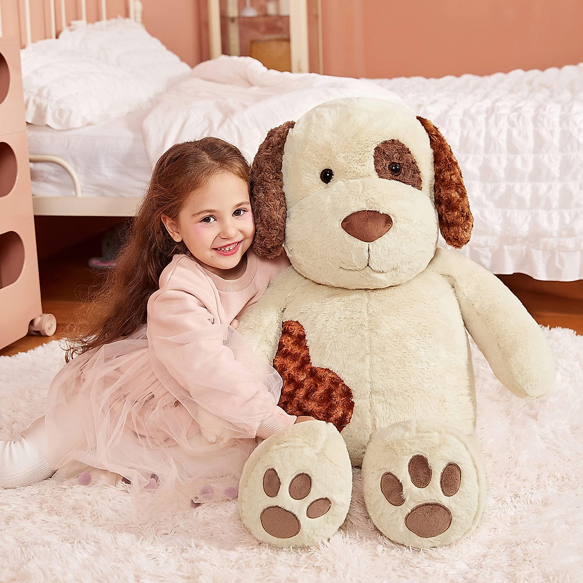 IKASA Giant Dog Labrador Stuffed Animal Plush Toys,Puppy Soft Toy Large Cute Huge Jumbo Big Size Plushie,Gifts for Kids (30 inches, Light Brown)