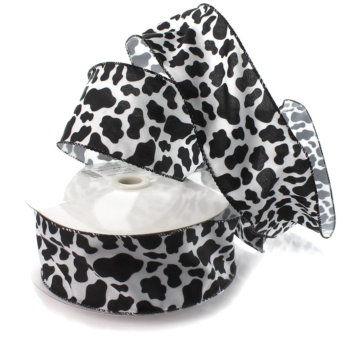 Ribbon Traditions Black/White Cow Wired Ribbon 2 1/2" by 10 Yards