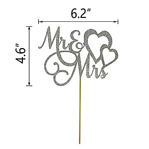 NSHYXXSPY Silver Glitter Mr & Mrs Cake Topper for Bride and Groom Sign Wedding, Engagement, Wedding Anniversary Cake Toppers Decorations