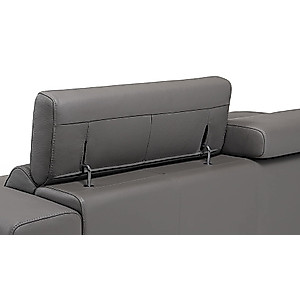 ZURI Rousso Leather Sofa with Ratcheting Headrests - Right Chaise - Slate