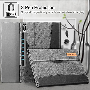 Fintie Case for Samsung Galaxy Tab S6 10.5" 2019 (Model SM-T860/T865/T867), [Supports S Pen Wireless Charging] Multiple Angle Portfolio Business Cover with Pocket Auto Sleep/Wake, Gray