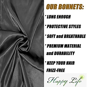 Wbfwbb Braid Bonnet for Sleeping, Wide Elastic Band Satin Hair Wrap Sleeping Cap for Women Cap for Braids, Curly, Long Hair Black
