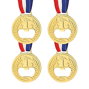 TOPBATHY Gold Medal Shaped Bottle Opener/Beer Openers,Solid Easy to Use Best Bottle Openers (4pcs)