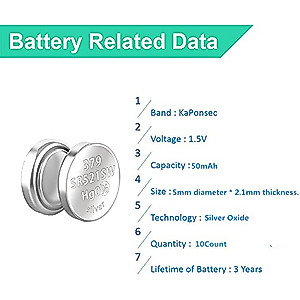 KaPonsec 20Packs SR521SW 379 LR521 AG0 1.5V Button Coin Cell Watch Battery