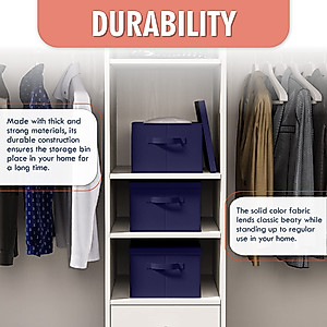 Ornavo Home 3 Pack Collapsible Storage Bins with Lid, Foldable Fabric Shelf Storage Basket Closet Organizer and Large Storage Box for Clothes with Handles, 16.5 x 11.5 x 7.5, Beige