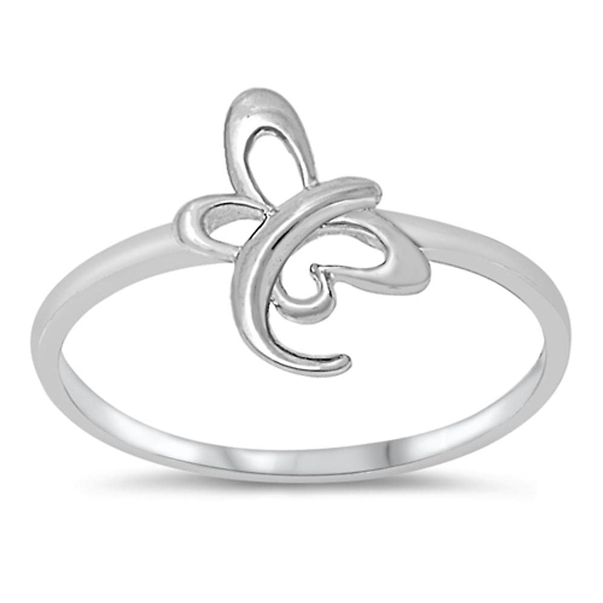 Sterling Silver Women's Simple Butterfly Ring New Cute 925 Band 13mm Size 10