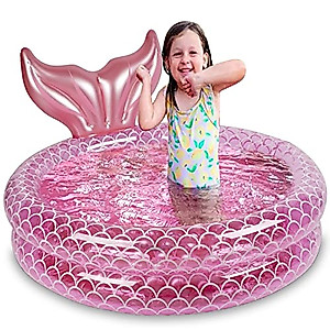 Inflatable Kiddie Pools Mermaid Design,47 inch Backyard Round Swimming Pool for Toddler Gift, Kids Paddling Swimming Pool Indoor&Outdoor Garden Play Water Game，Baby Ball Pit Pool