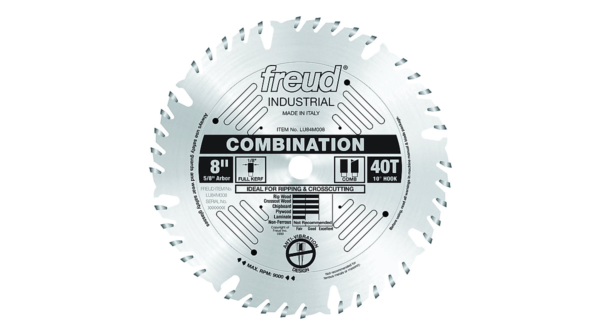 Freud LU84M008 8" Combination Blade for Precision Cuts