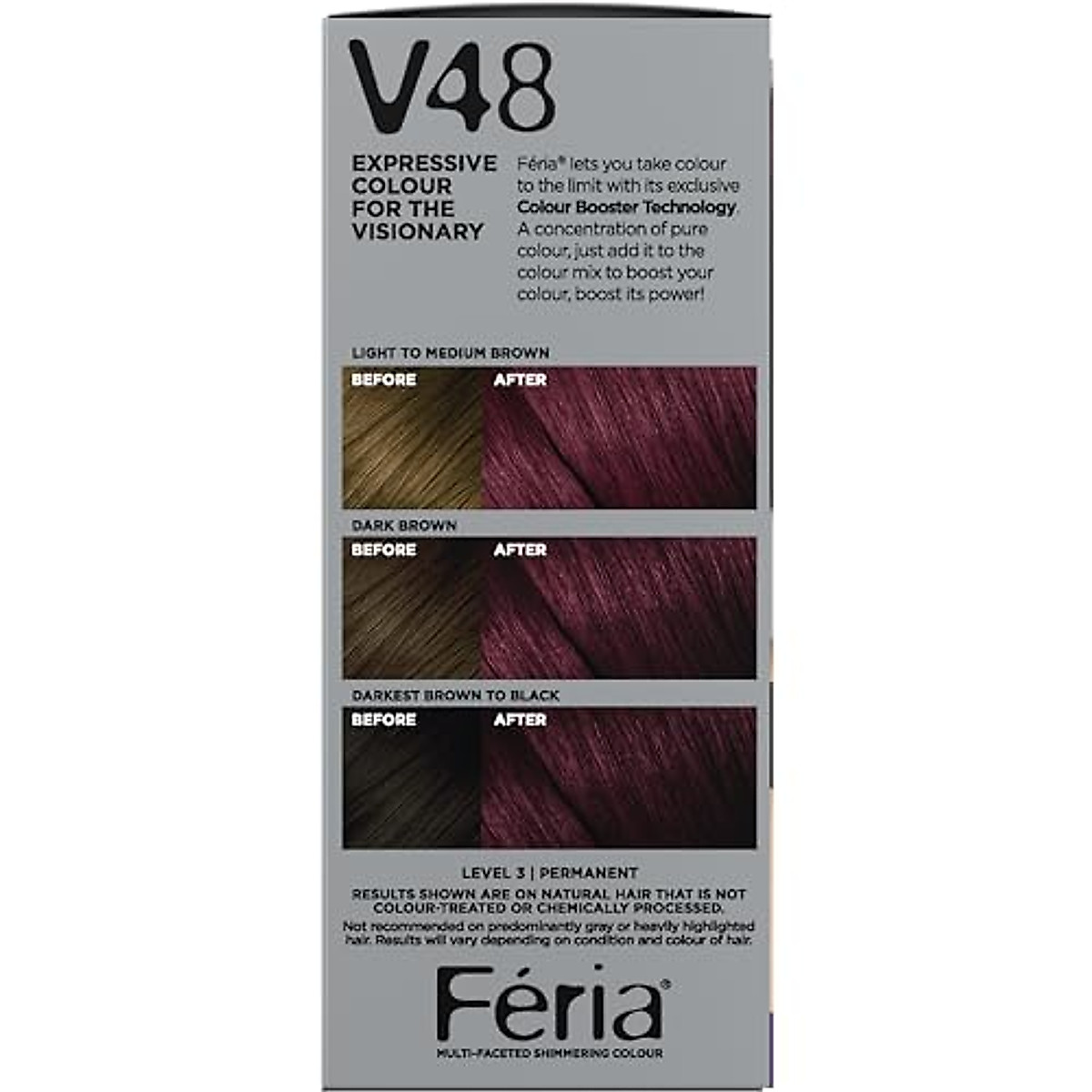 L'Oreal Paris Feria Multi-Faceted Shimmering Permanent Hair Color Hair Dye, V48 Violet Vixen (Intense Medium Violet)