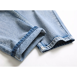 Men's Ripped Distressed Jeans Destroyed Slim Fit Skinny Stretchy Denim Pants Vintage Hip Hop Washed Holes Jean (Light Blue,38)