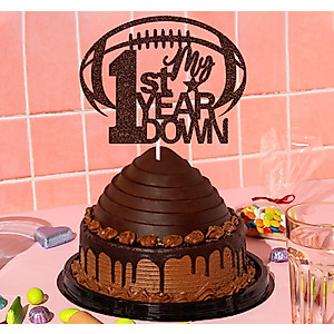 My 1st Year Down Cake Topper, American Football Touchdown One Year Birthday Party Decoration, Sports Theme Baby Shower / 1st Birthday Party Decorations Supplies for Boys