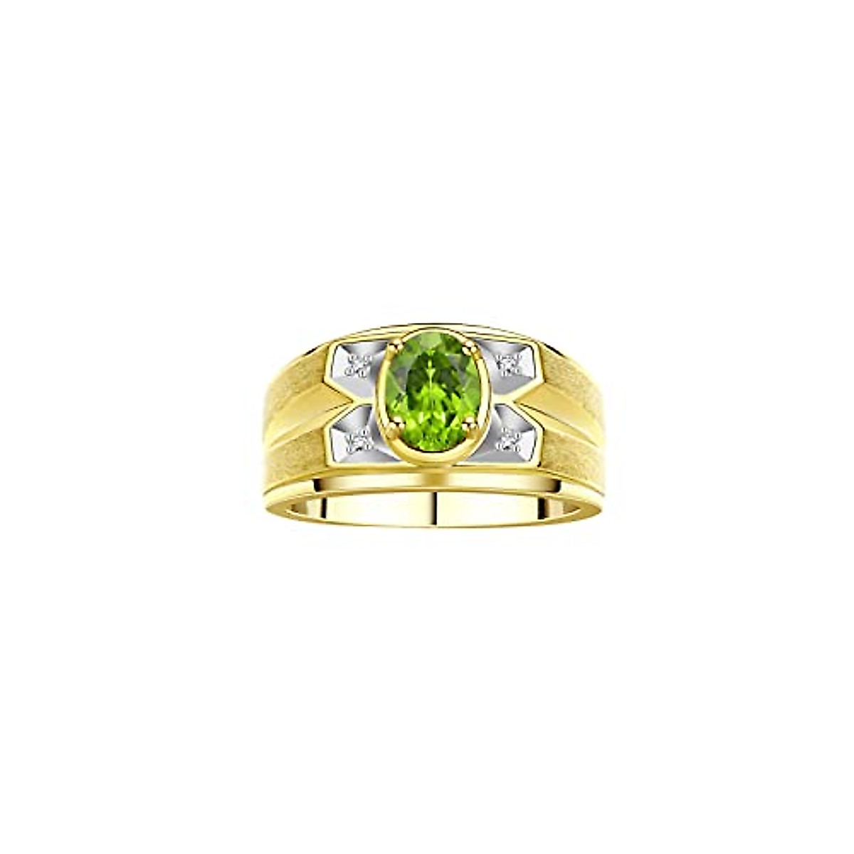 Rylos Simply Elegant Beautiful Peridot & Diamond Ring - August Birthstone* Size 8