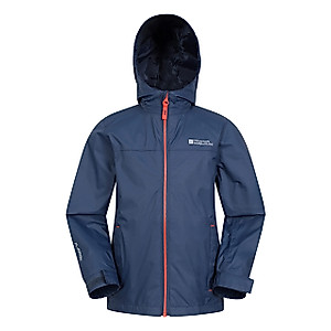 Mountain Warehouse Torrent Kids Waterproof Jacket - Rain Coat, Pockets Dark Blue 9-10 Years