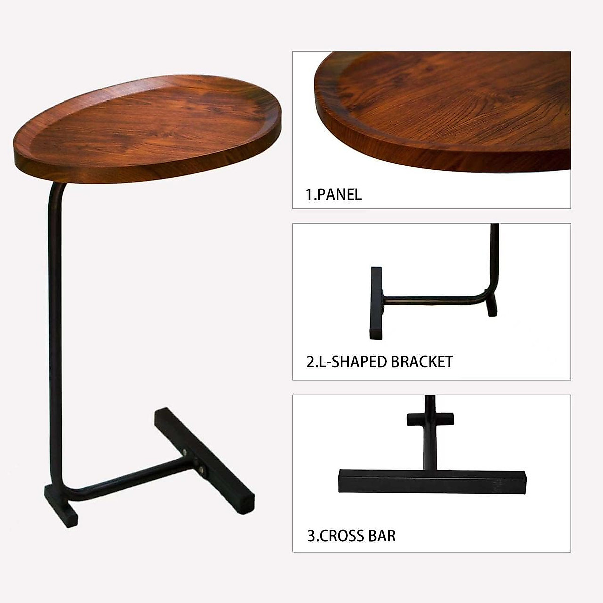 MENYCNJ C shaped table for safa Small C Side Table for Living Room and Small Spaces- Easy Assembly, C Shaped Round End Table for Couch and Bed, Night Stand for Bedroom, Wood/Black