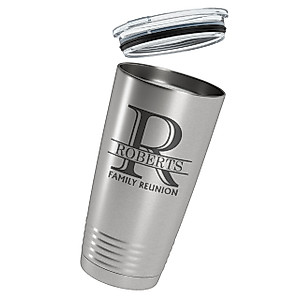 Personalized 20oz (17 Colors) Insulated Stainless Steel Tumbler Cup with Lid, Custom Etched, Customized Text Message Name, Engraved Father’s Day Gift Idea Women Men Him Her, Your Text Here (Stainless)