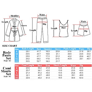 Arwser Women's Silk Satin Pajamas Set 4 Pcs Sleepwear Cami Top Pjs with Shorts and Robe Red