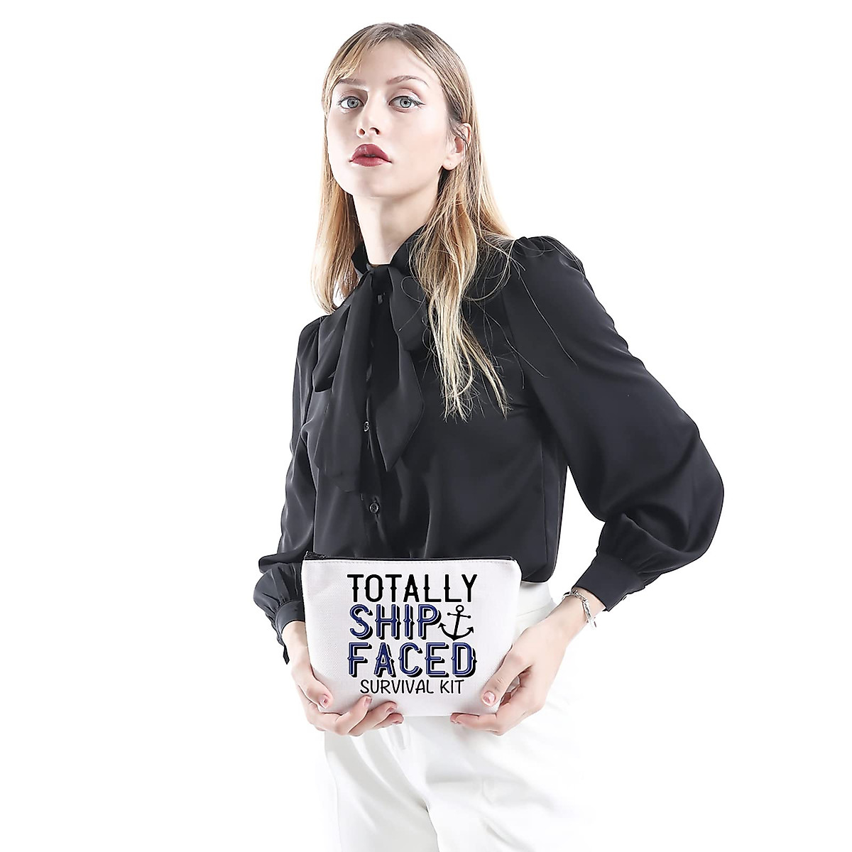 WCGXKO Cruise Trip Gift Cruise Bachelorette Party Favor Totally Ship Faced Zipper Makeup Bags Travel Toiletry Bag Accessories (Totally Ship Faced)